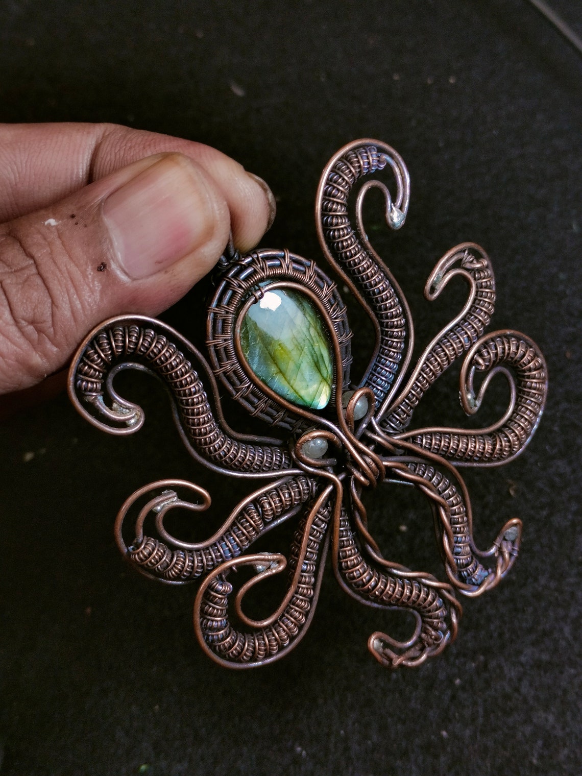 Octopus Wire Wrapping Pendant - Etsy