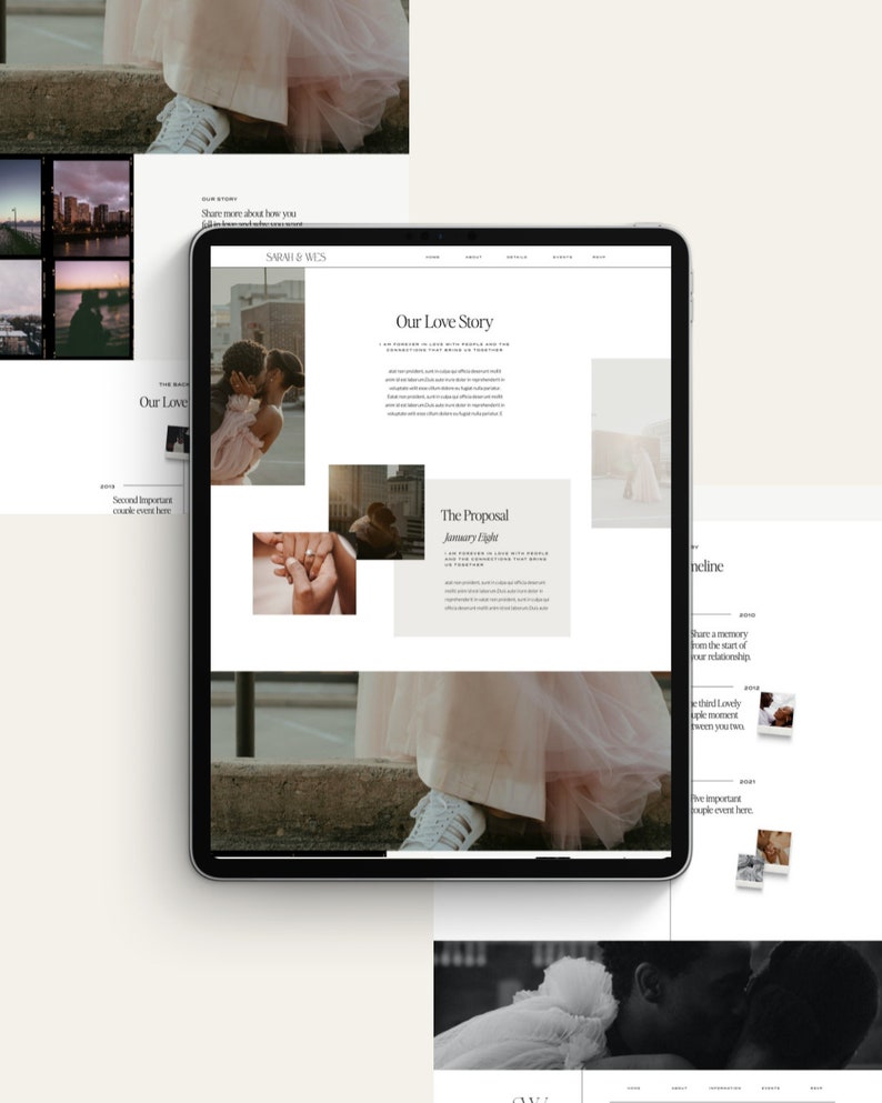 Wedding Website Template Showit Sara and Wes - Etsy
