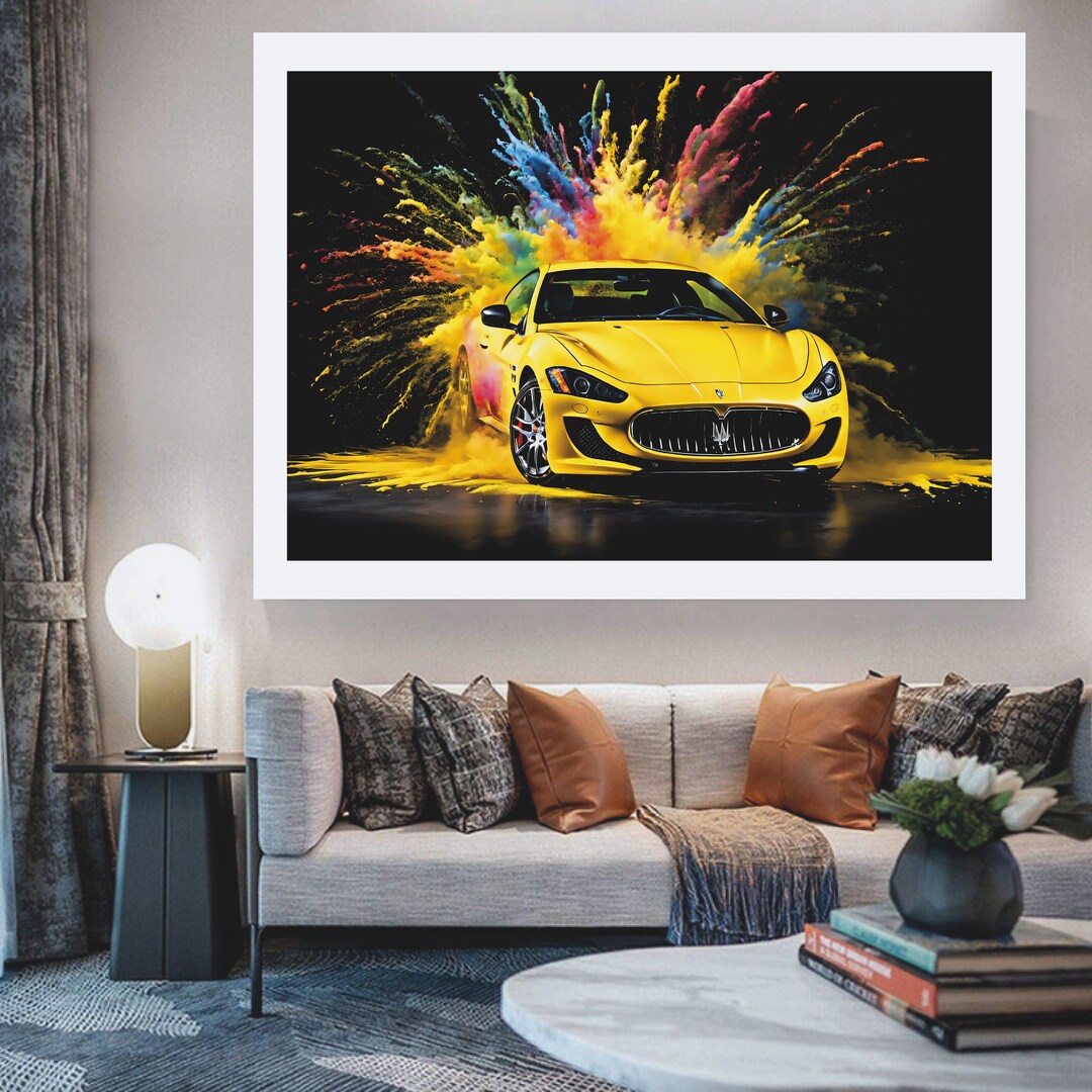 Maserati Granturismo Car Poster, Vintage Car Poster, Classic Automobile ...