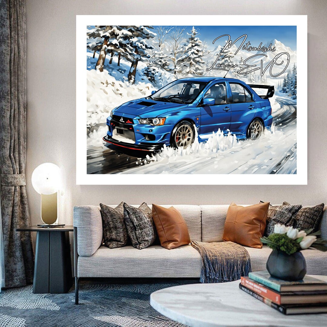 Mitsubishi Lancer Evo Car Art Poster, Vintage Car Poster, Classic ...