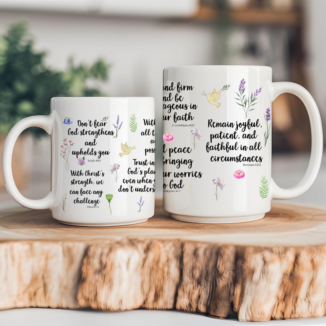 Bible Verse Mug 11 & 15 Oz, Christian Verse Mug, Coffee Mug, Religious ...