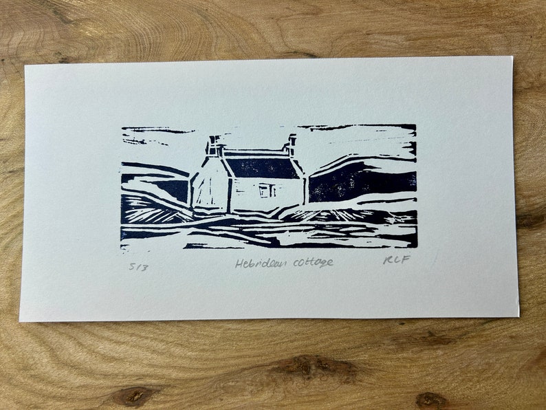 Hebridean Cottage Lino Print - Etsy UK
