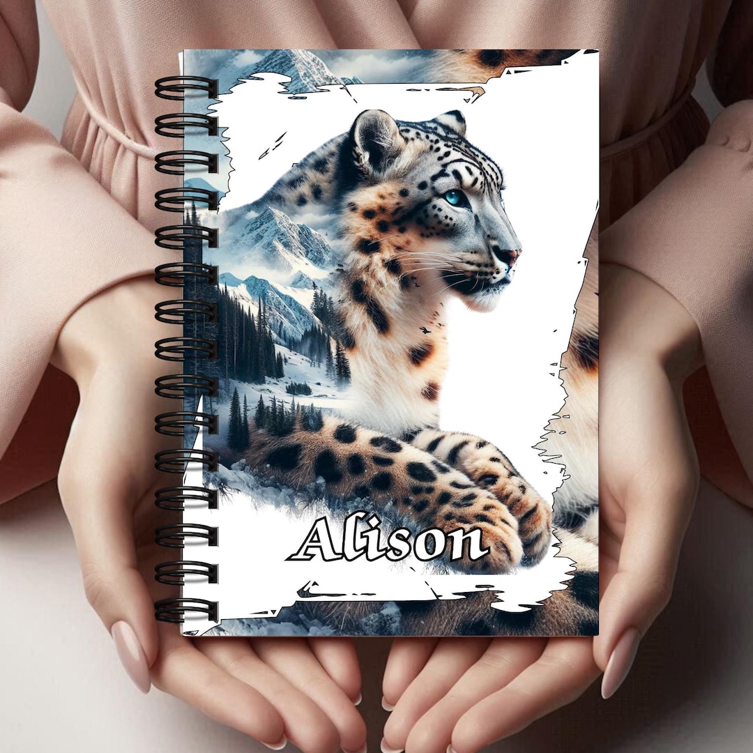 Personalised Snow Leopard Handmade Journal – Custom A4 & A5 Wildlife ...