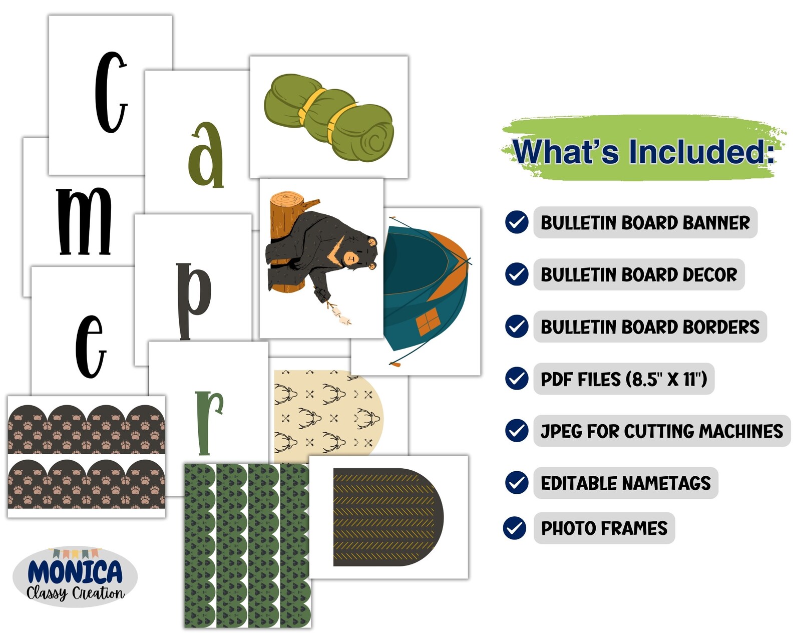 Camp Theme Bulletin Board Kit-happy Camper Classroom Door Decor-nature ...