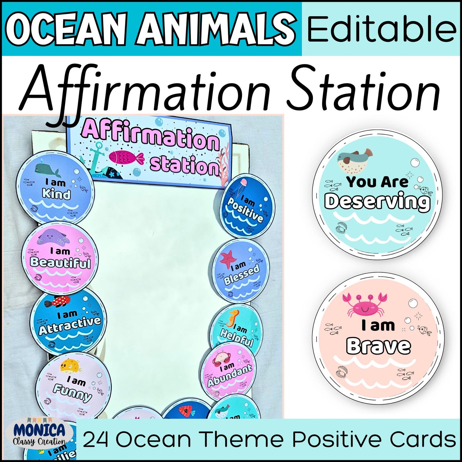Classroom Mirror Affirmation Station for Kids-ocean Theme Classroom ...