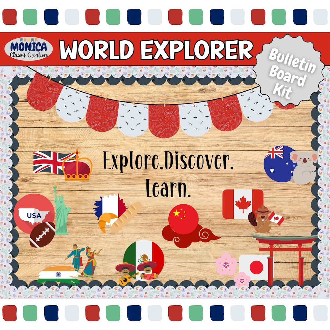World Travel Adventure Bulletin Board Kit- Geography Theme Classroom ...