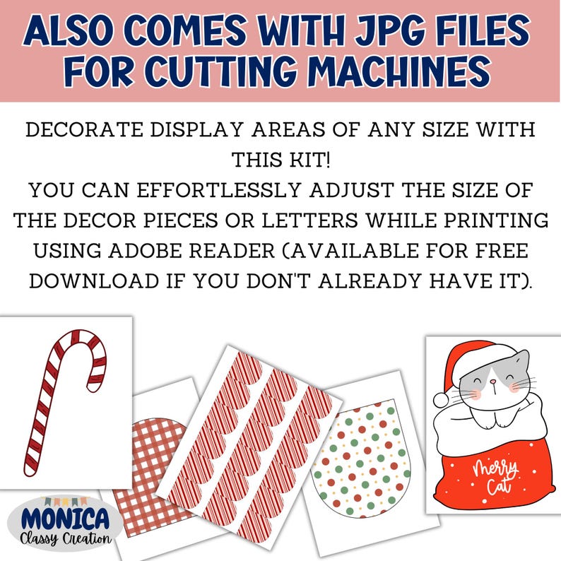 Cute Cat Bulletin Board Kit Christmas Classroom Door Decor Pink Pastel ...