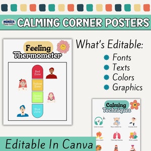 Retro Calm Down Corner Posters-feelings Thermometer-grounding ...