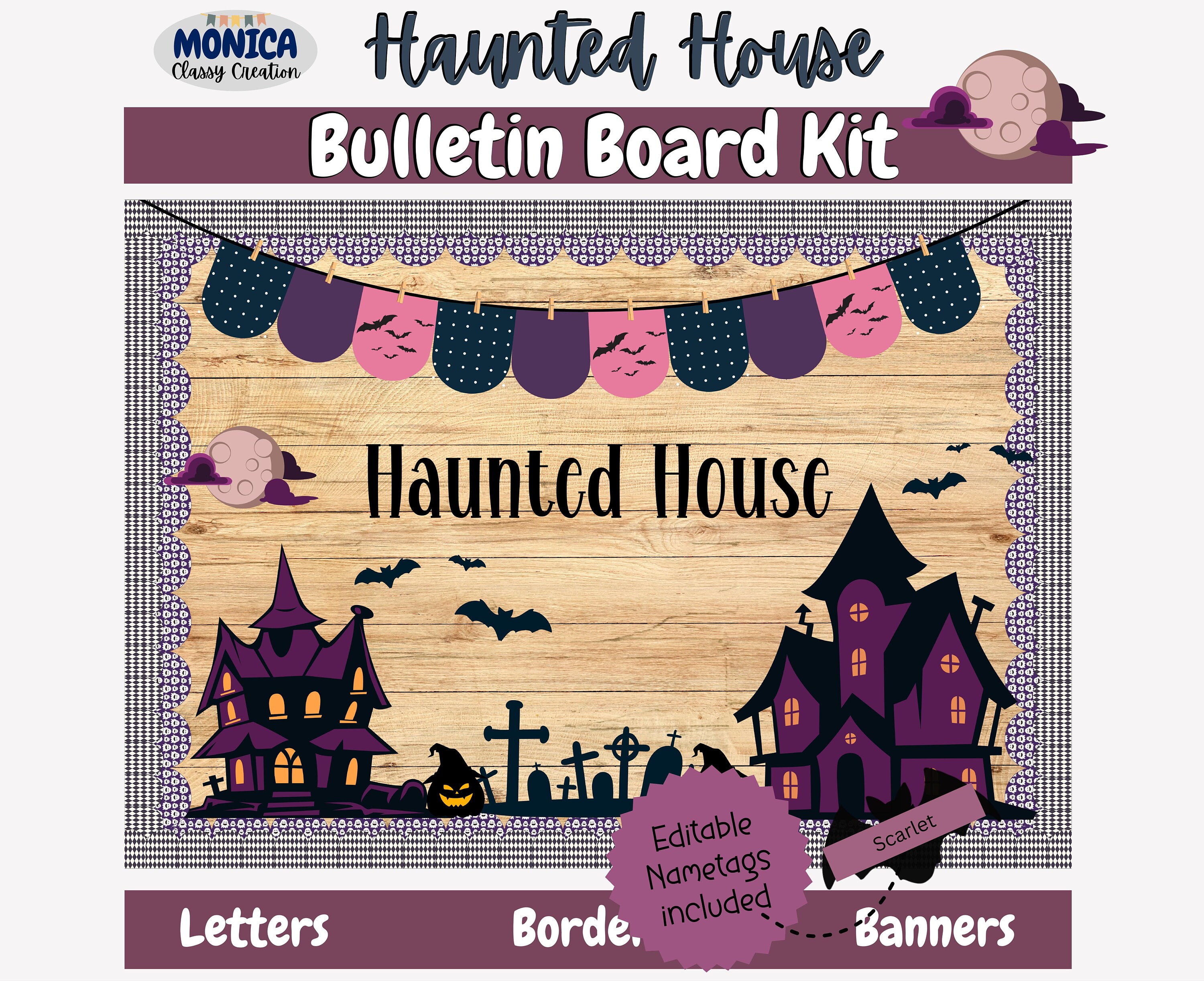 Haunted House Halloween Bulletin Board Kit-fall Classroom Door Decor ...