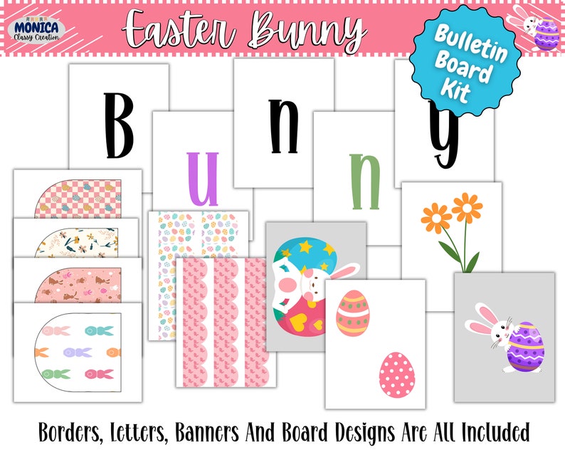Easter Bunny Bulletin Board Kit-spring Bulletin Board Kit-spring ...