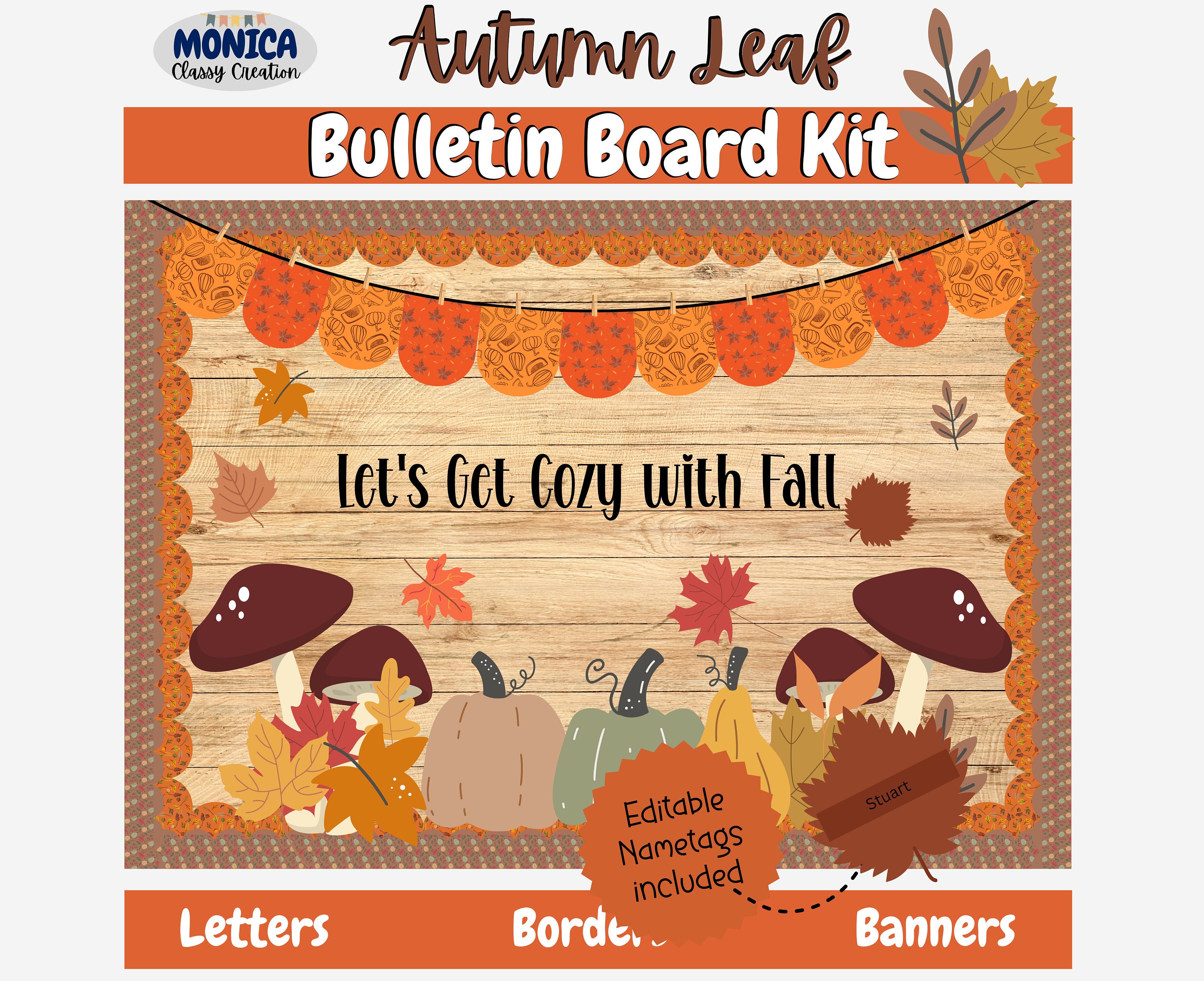 Fall Pumpkin Themed Bulletin Board Kit-classroom Teacher Decor-boho ...