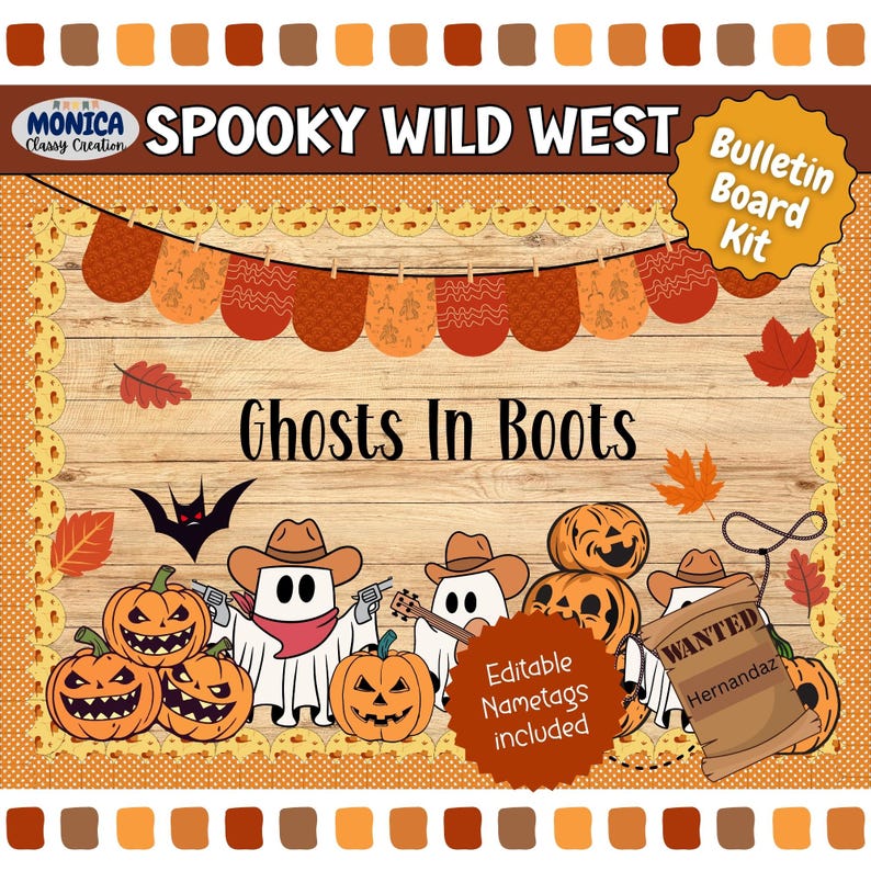 Spooky Halloween Bulletin Board Kit Fall Ghost Classroom Door Decor ...