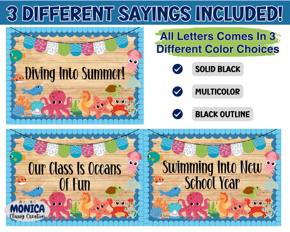 Ocean Animals Summer Bulletin Board Kit-end of the Year Classroom Door ...