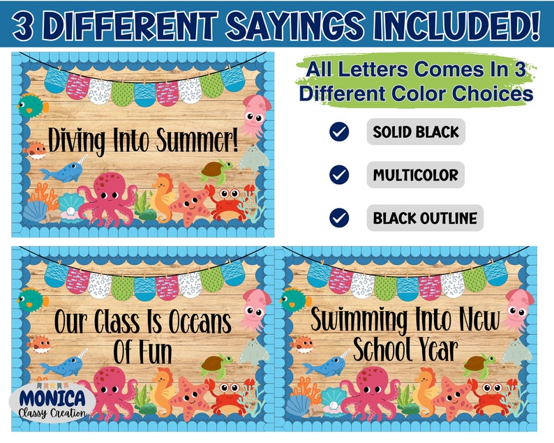 Ocean Animals Summer Bulletin Board Kit-end of the Year Classroom Door ...