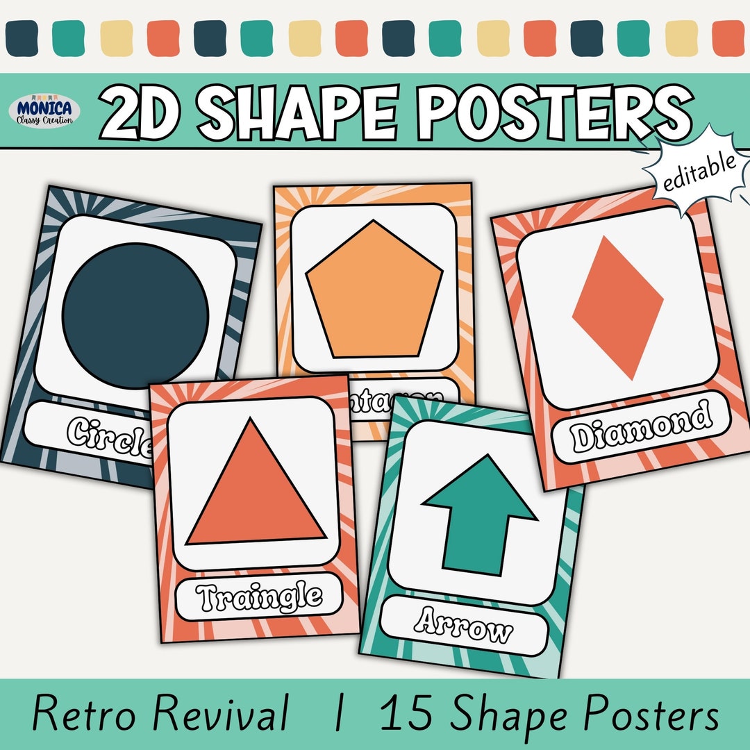 Retro Groovy Theme 2D Shape Posters-classroom Decor Printables-teacher ...