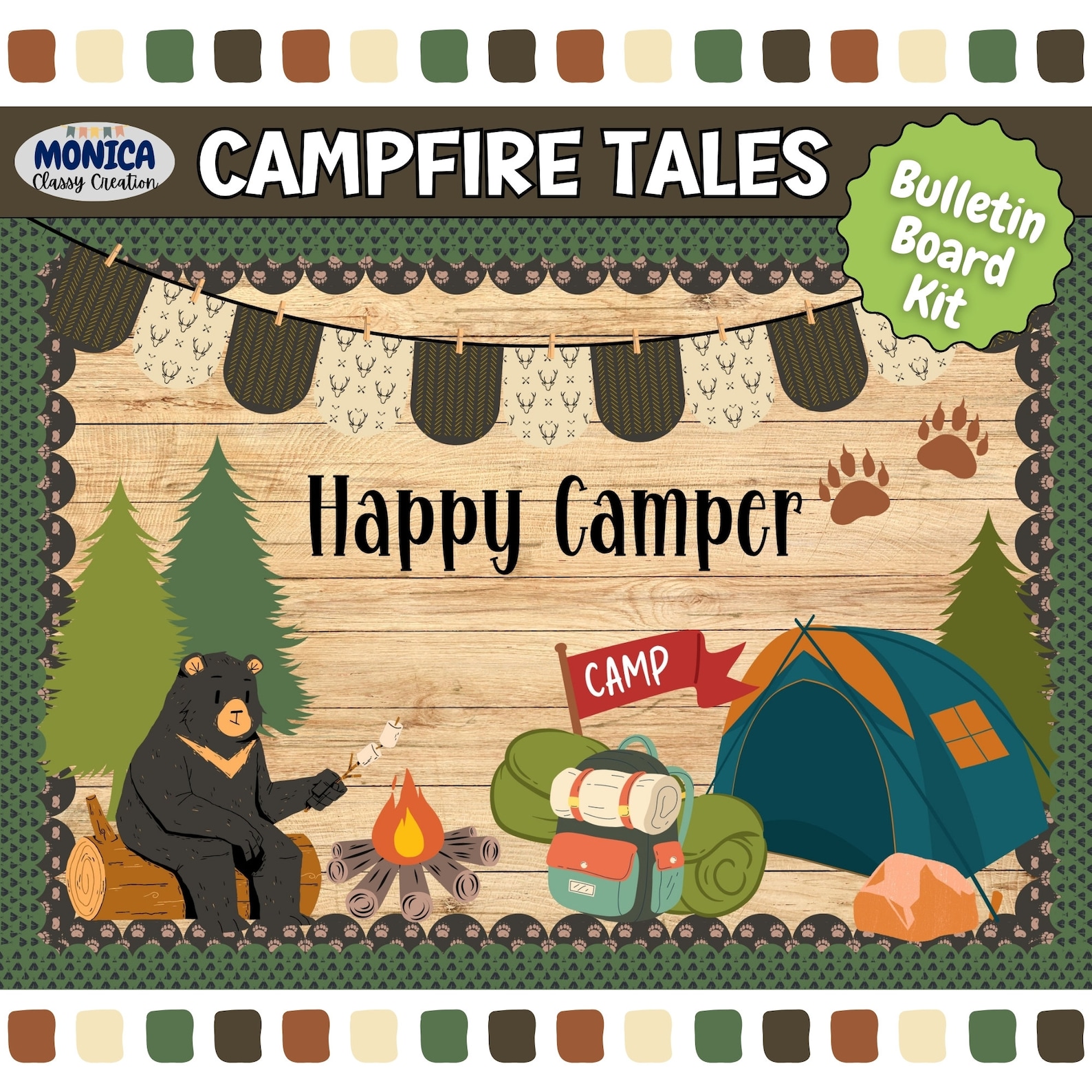 Camp Theme Bulletin Board Kit-happy Camper Classroom Door Decor-nature ...