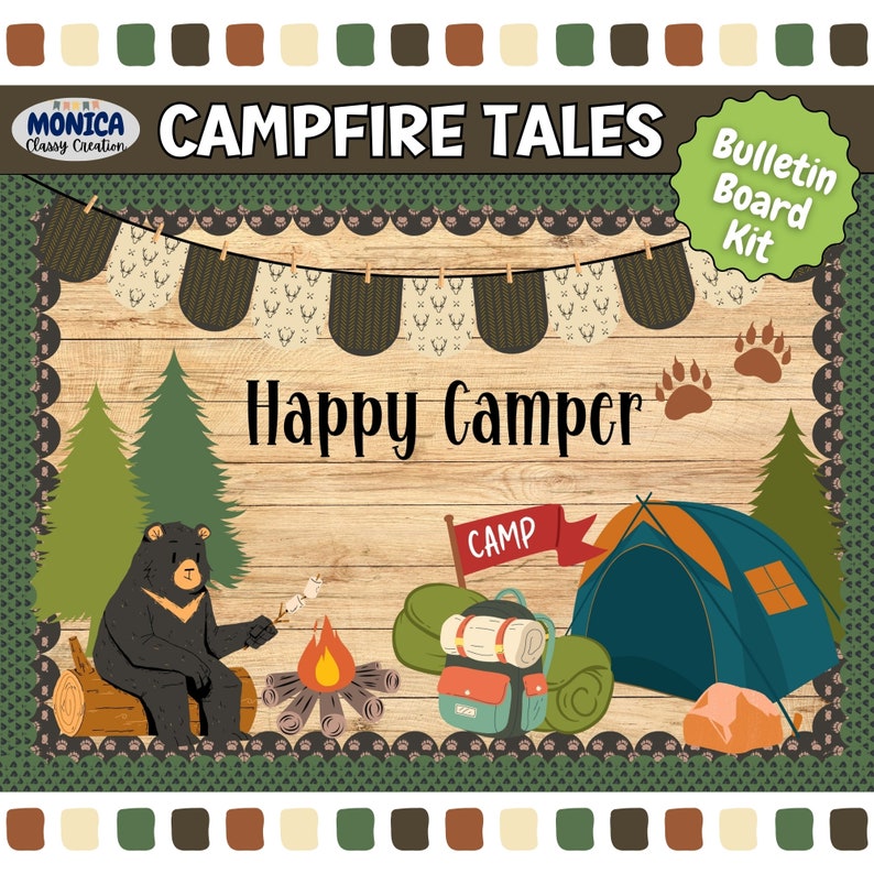 Camp Theme Bulletin Board Kit-happy Camper Classroom Door Decor-nature ...