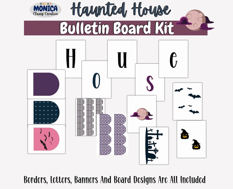 Haunted House Halloween Bulletin Board Kit-fall Classroom Door Decor ...
