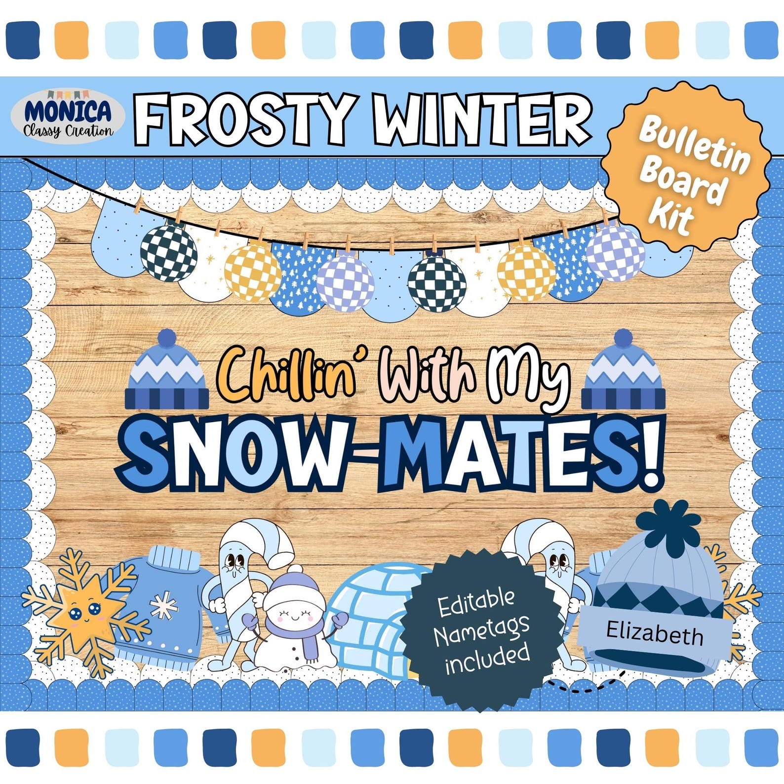 Winter Mitten Bulletin Board Kit-snowman Igloo Classroom Door Decor ...