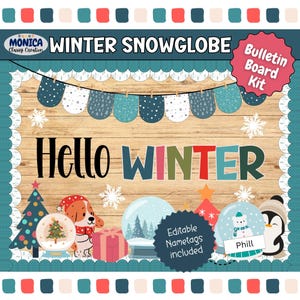 Winter Snowglobe Bulletin Board Kit Idea-hello Winter Wonderland ...