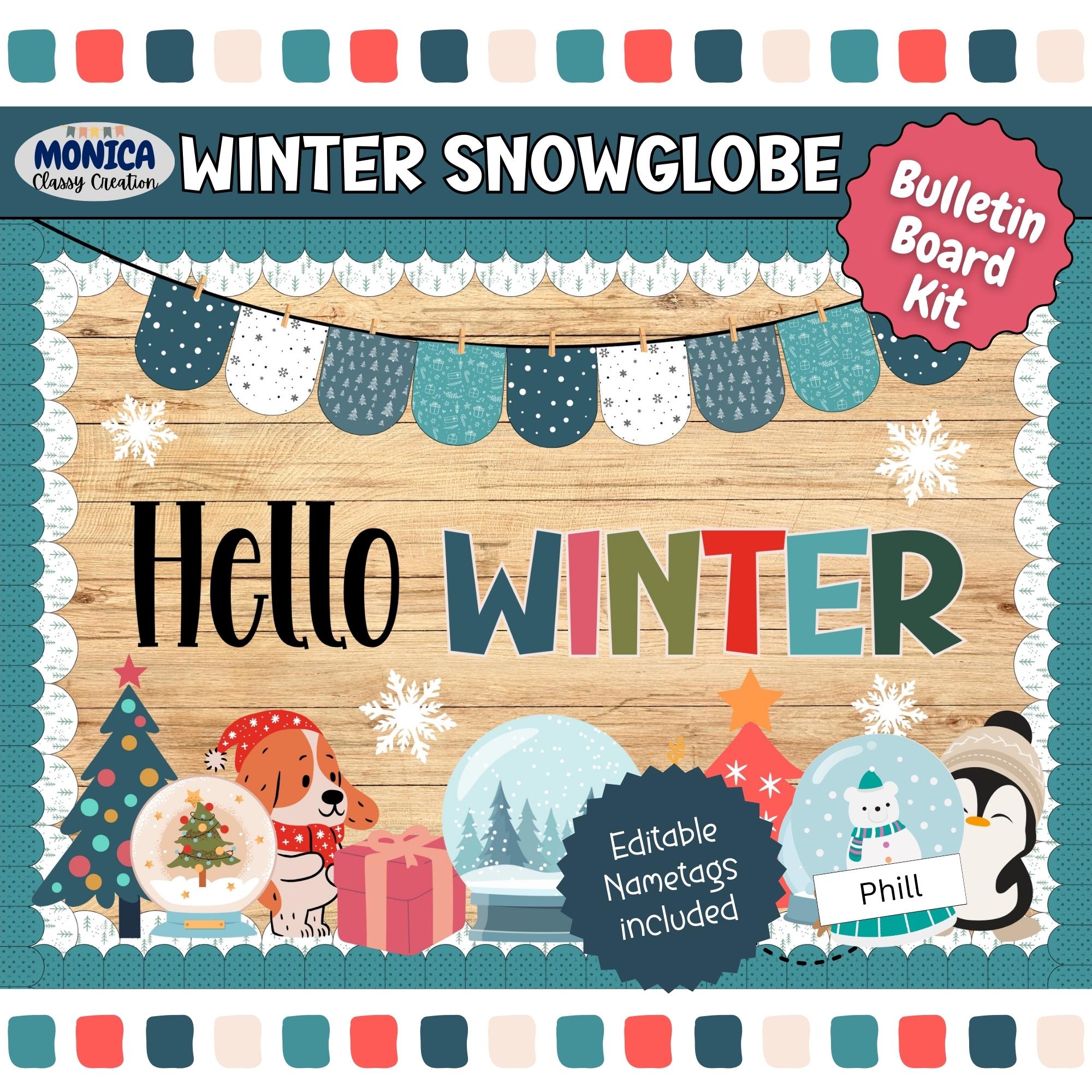 Winter Snowglobe Bulletin Board Kit Idea-hello Winter Wonderland ...