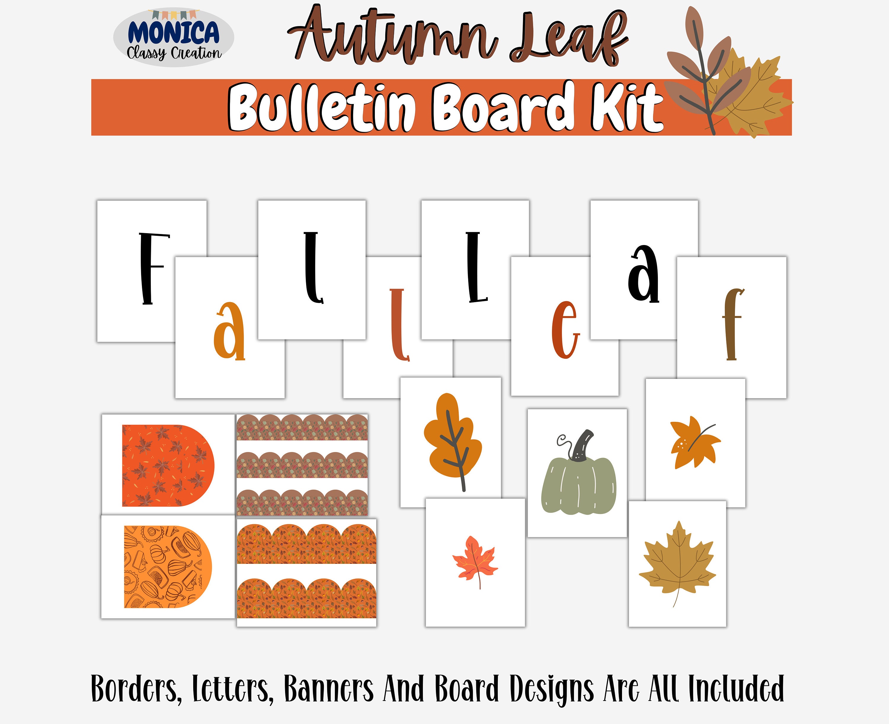 Fall Pumpkin Themed Bulletin Board Kit-classroom Teacher Decor-boho ...