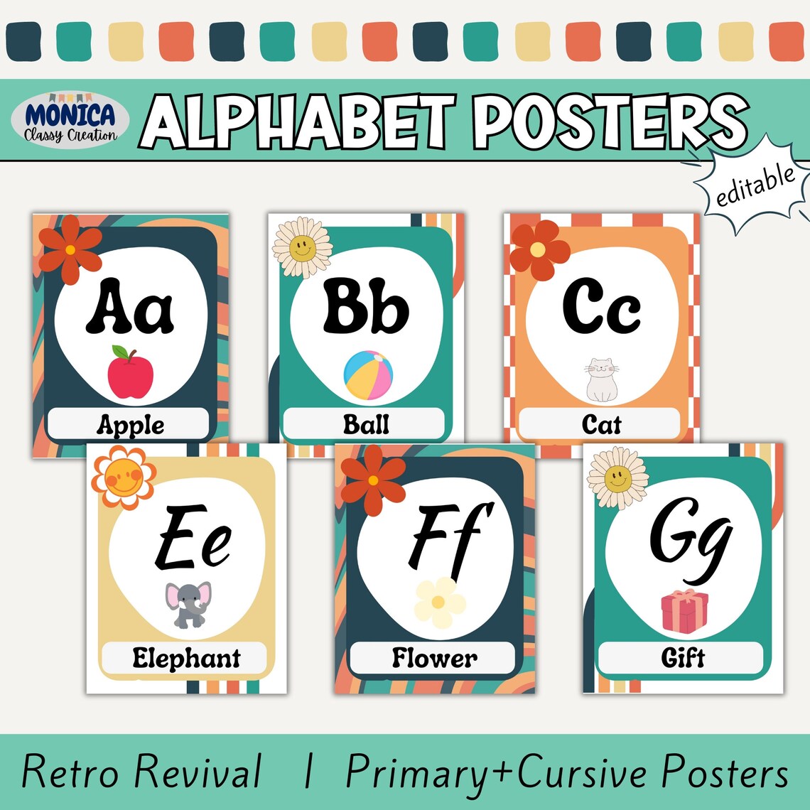 Retro Groovy Alphabet Posters Display-elementary School Classroom Decor ...