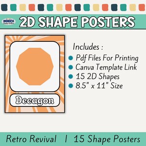 Retro Groovy Theme 2D Shape Posters-classroom Decor Printables-teacher ...