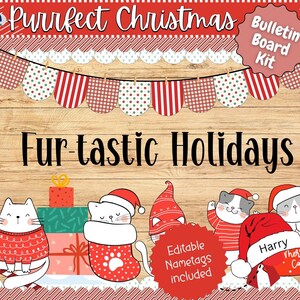 Cute Cat Bulletin Board Kit Christmas Classroom Door Decor - Etsy