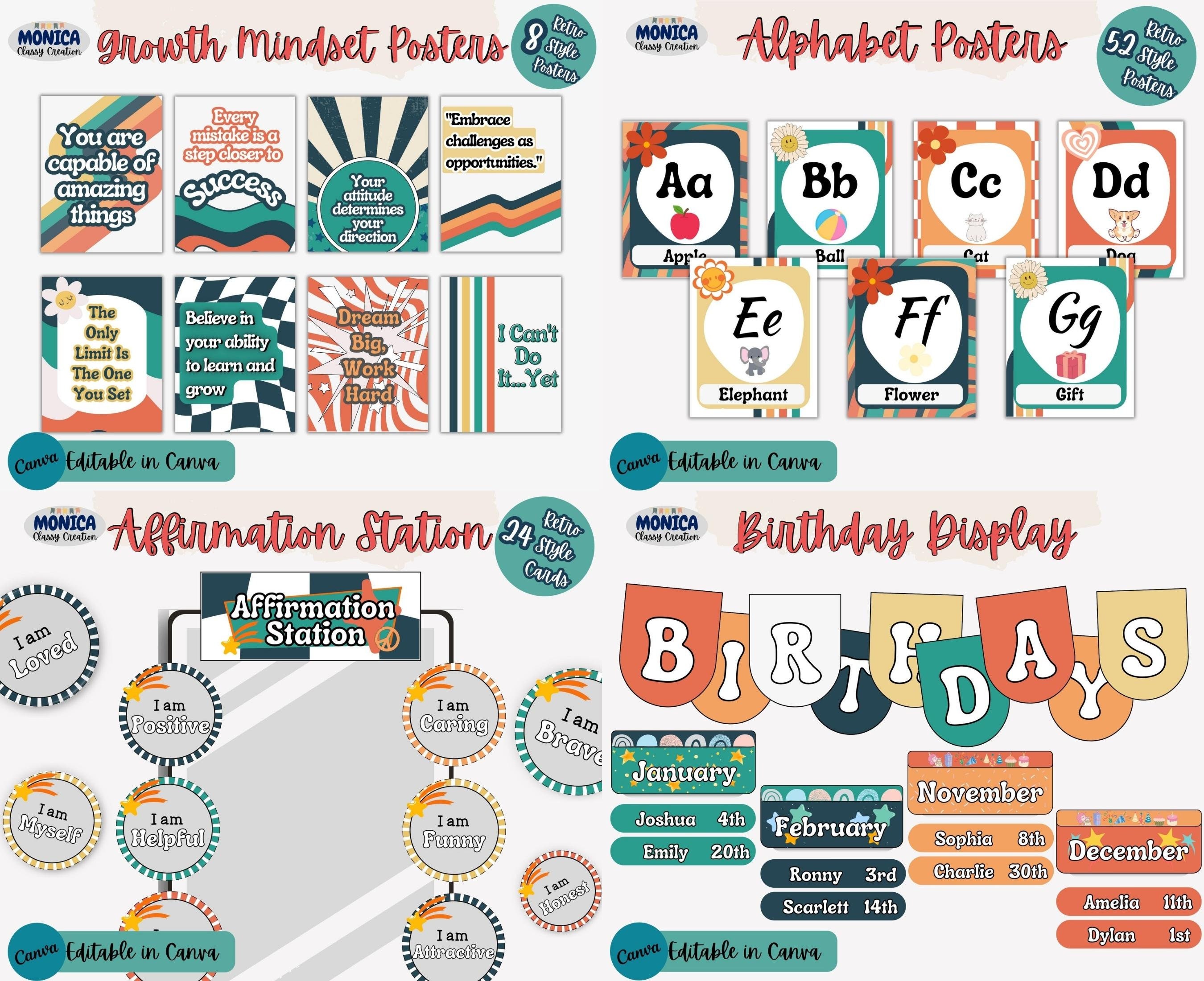 Retro Groovy Classroom Decor Bundle-editable Classroom - Etsy