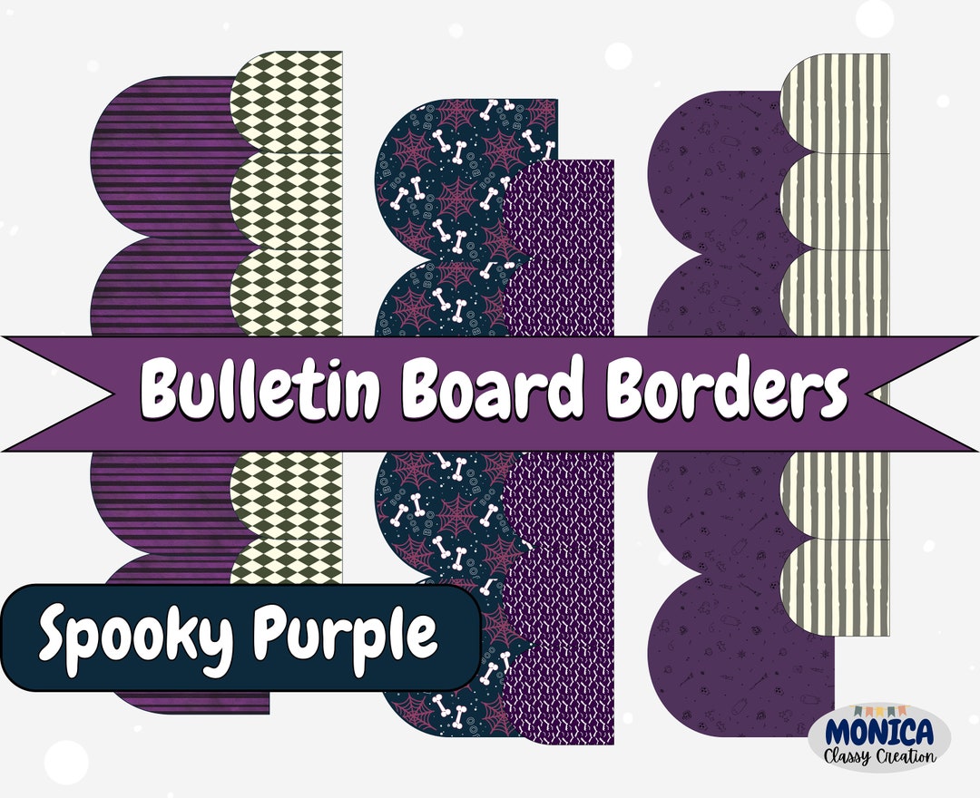 Spooky Purple Halloween Themed Bulletin Board Borders-classroom Door ...