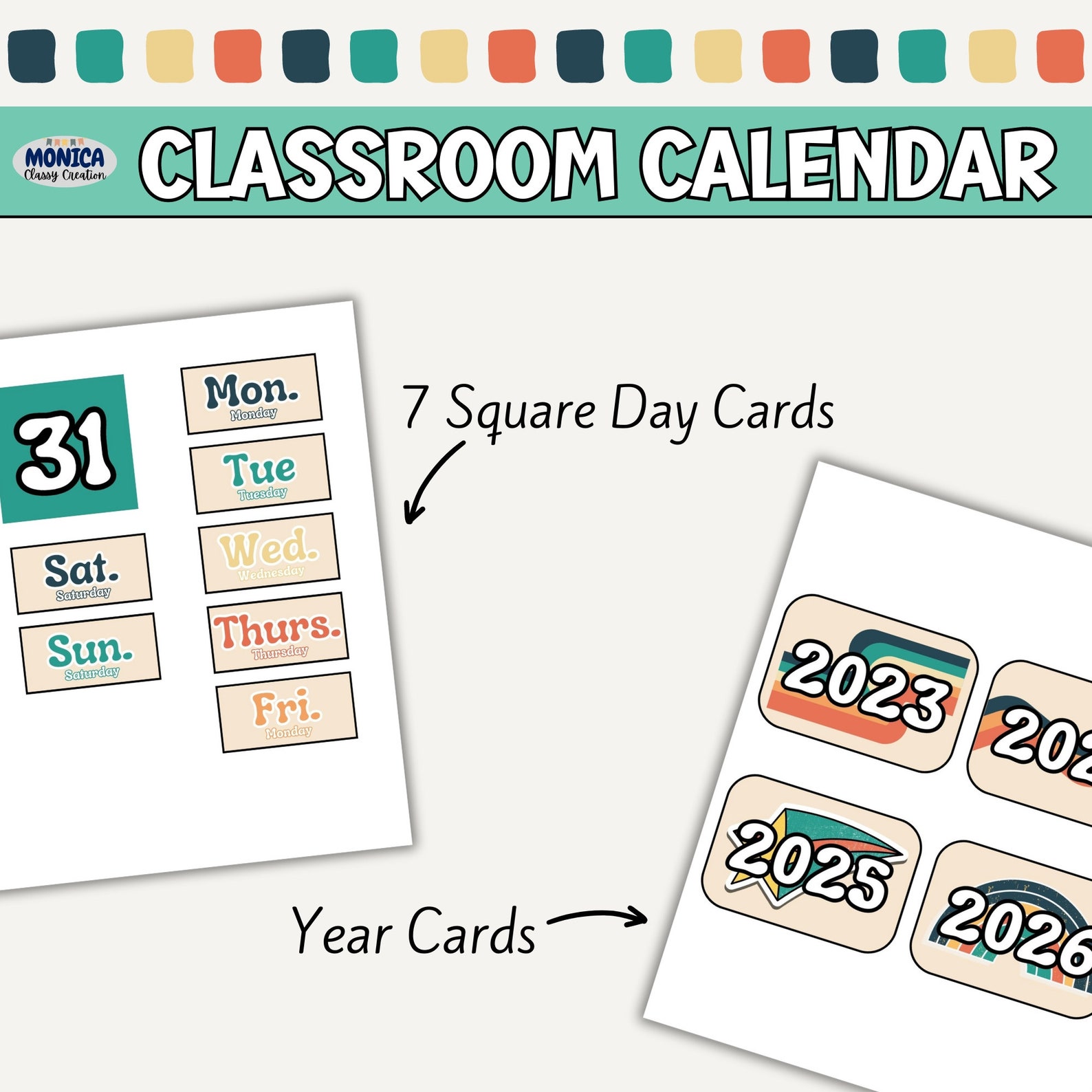 Retro Classroom Calendar Display-weather Station Set-pocket Chart Wall ...