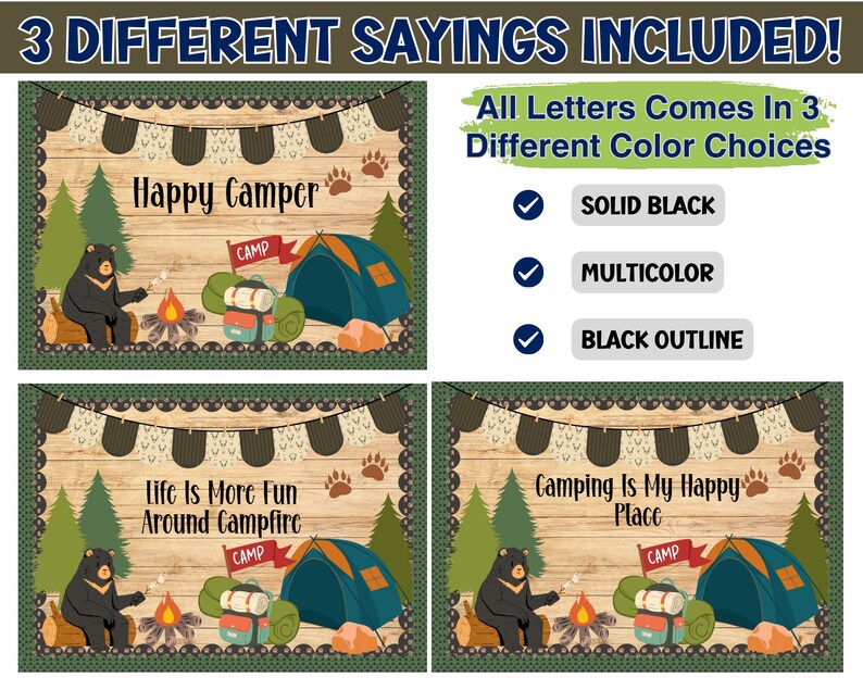Camp Theme Bulletin Board Kit-happy Camper Classroom Door Decor-nature ...