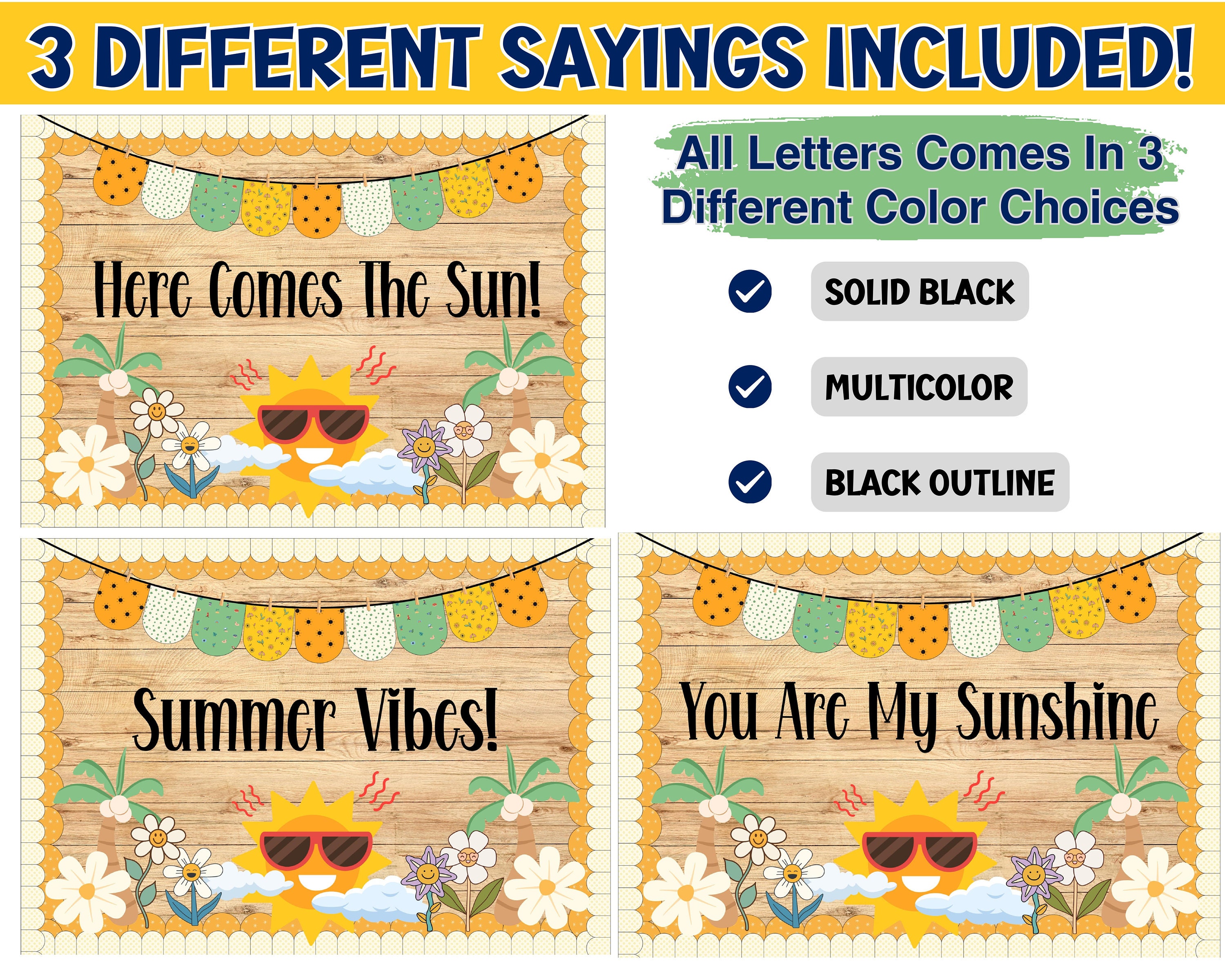 Summer Bulletin Board Kit-here Comes the Sun Classroom Door Decor ...