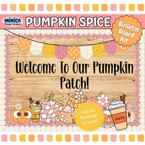 Pumpkin Spice Bulletin Board Kit Pumpkin Patch Pastel Fall Classroom ...