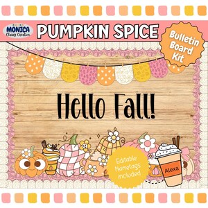 Pumpkin Spice Bulletin Board Kit Pumpkin Patch Pastel Fall Classroom ...