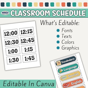 Retro Classroom Schedule Cards-groovy Class Timetable Pack-editable ...