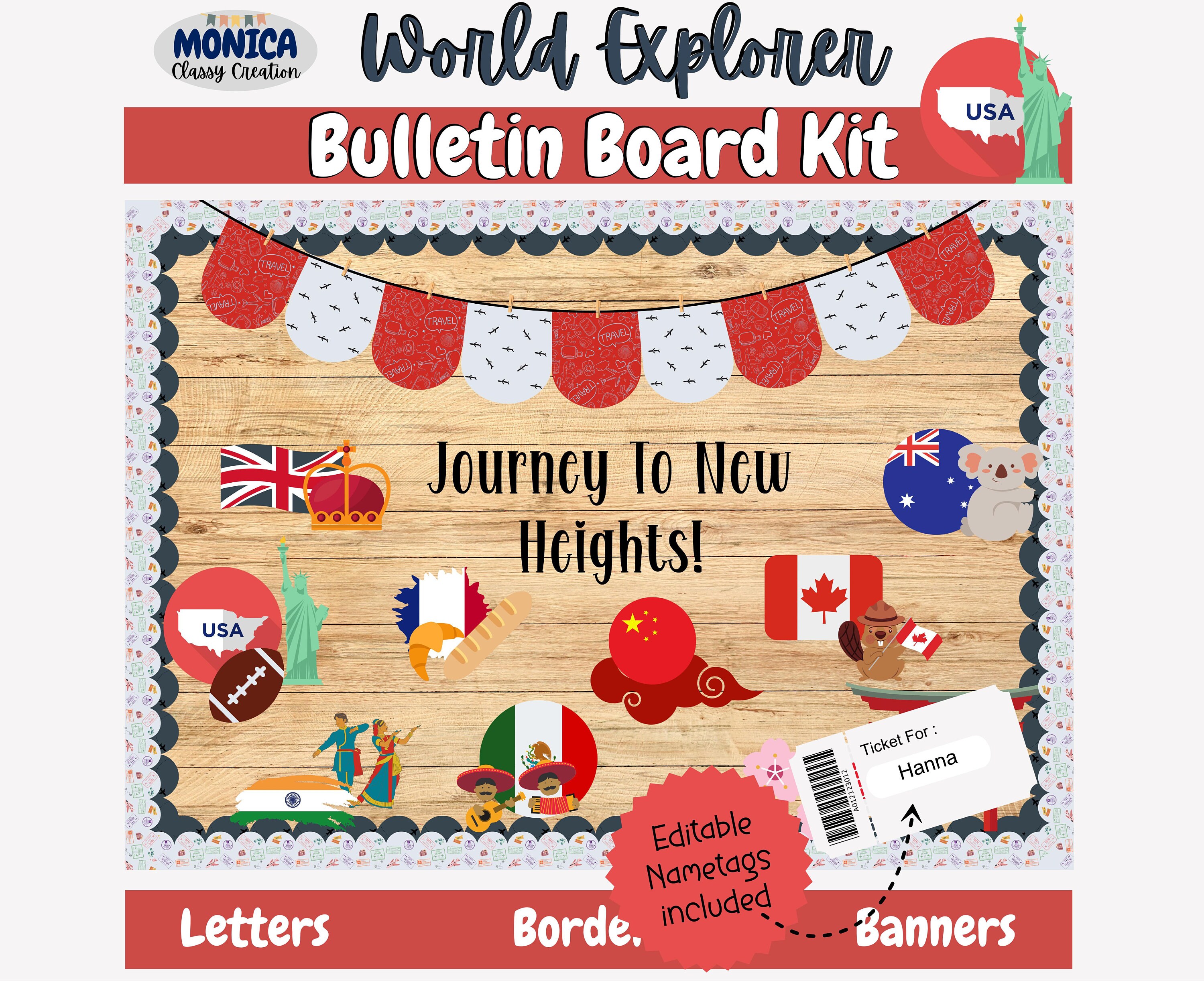 World Travel Adventure Bulletin Board Kit Geography Theme Classroom ...