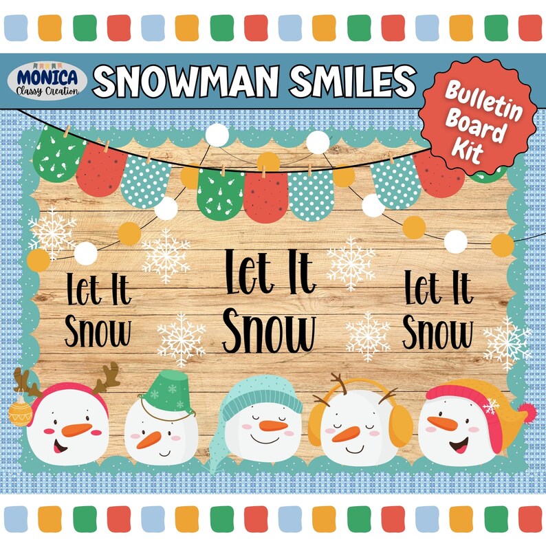 Snowman Let It Snow Winter Bulletin Board Kit Christmas Classroom Decor ...