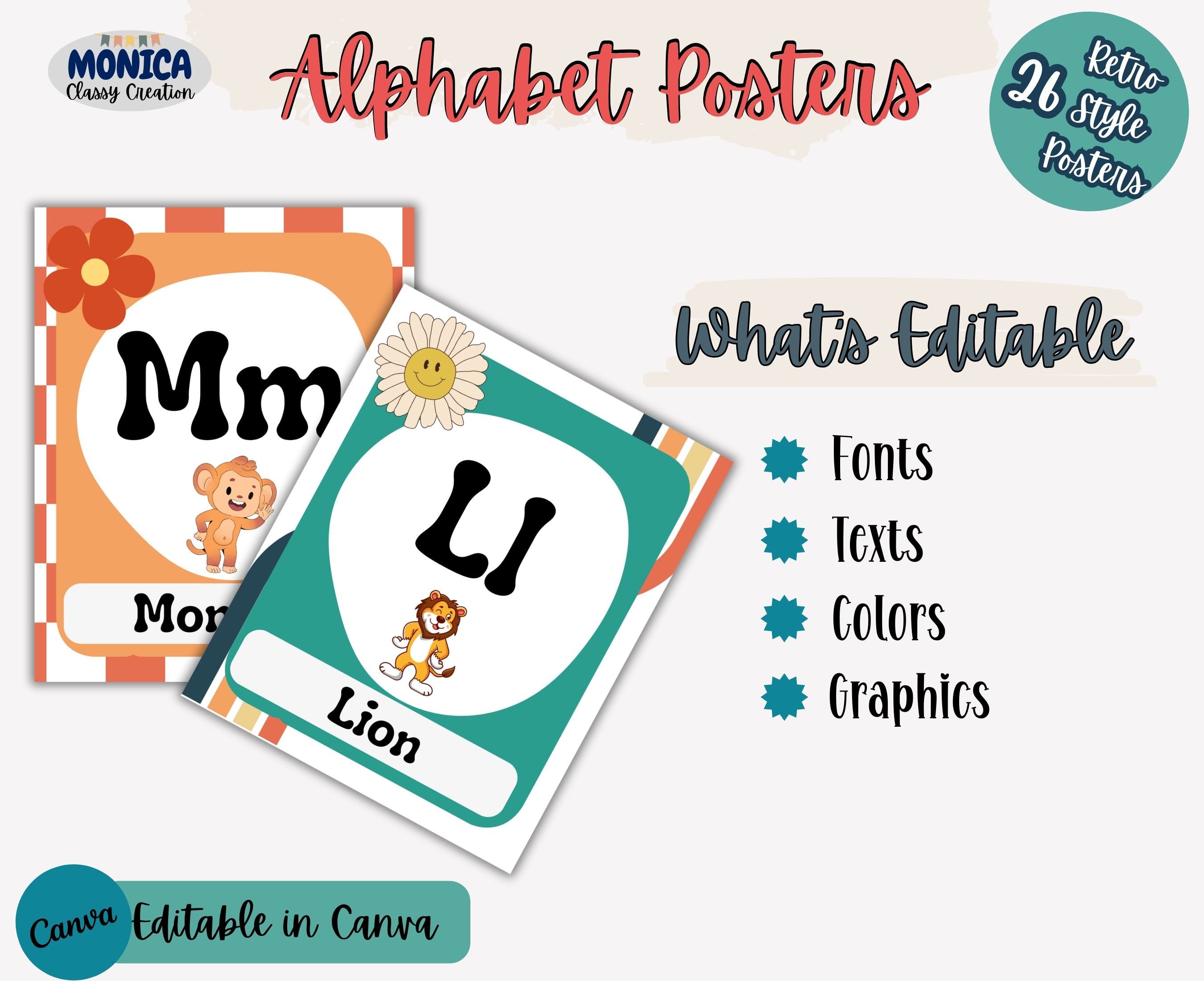 Retro Groovy Alphabet Posters Display-elementary School Classroom Decor ...