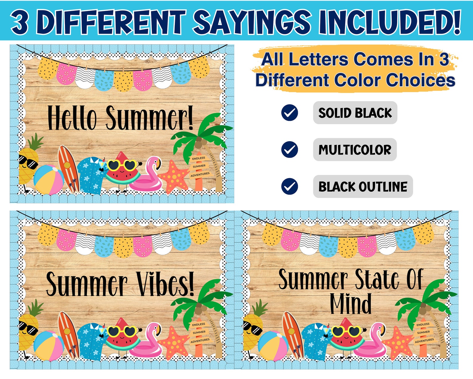 End of the Year Bulletin Board Kit-hello Summer Vibes Classroom Door ...