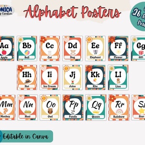 Retro Groovy Alphabet Posters Display-elementary School Classroom Decor ...