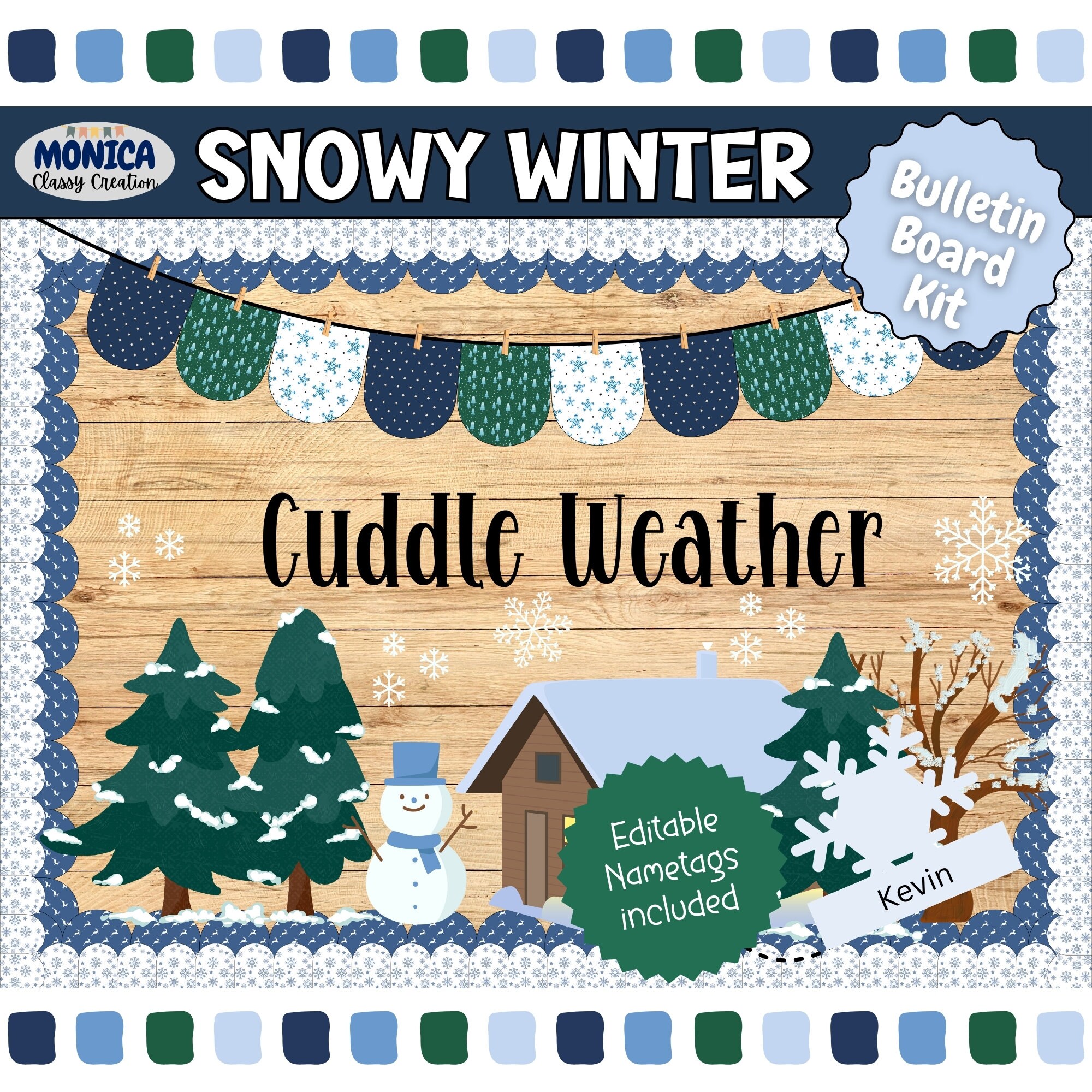Snowy Winter Bulletin Board Kit January Classroom Decor Snowman ...