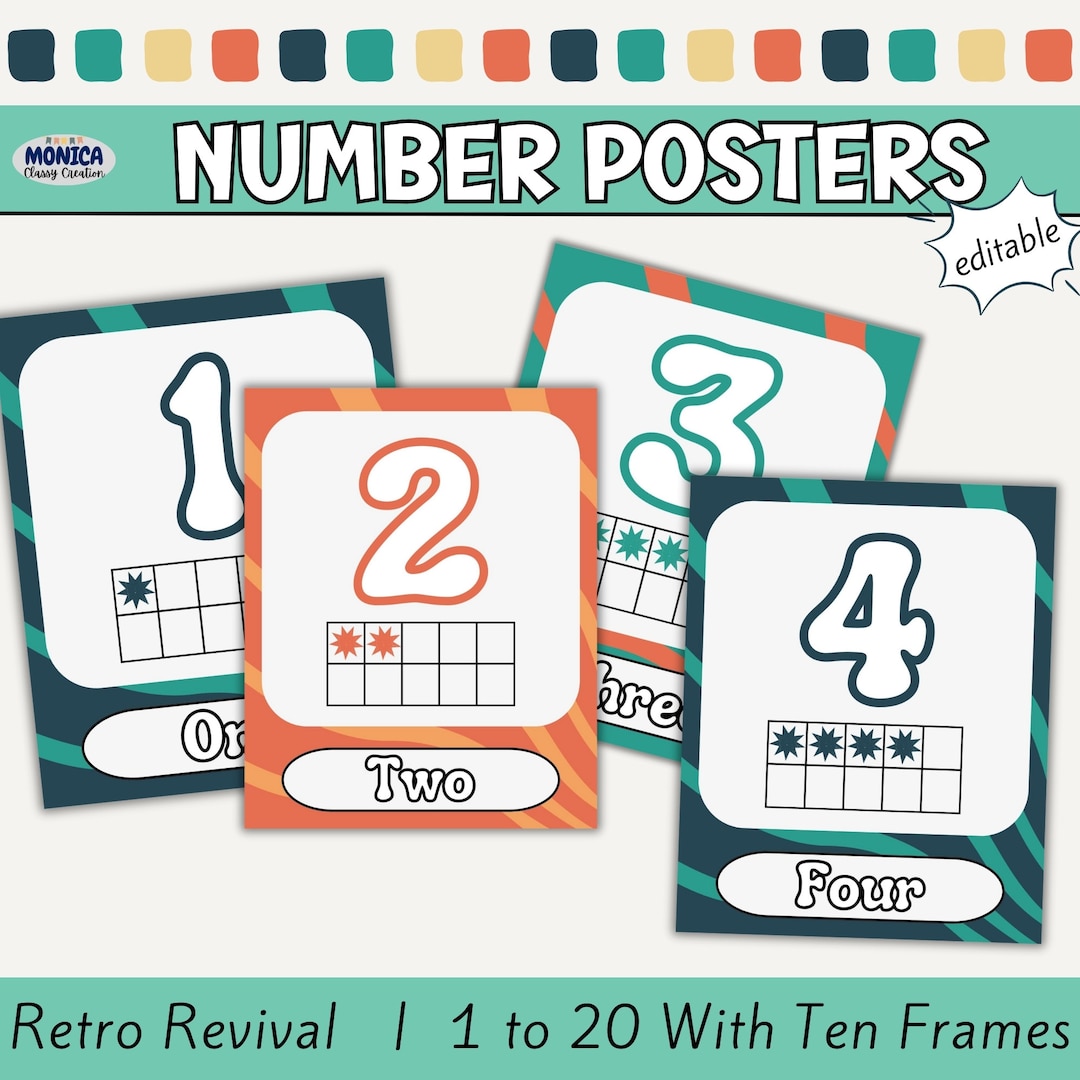 Retro Classroom Number Posters With Ten Frames 1-20 for Kids-math ...