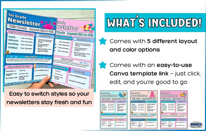 Classroom Newsletter Editable Template Canva Under the Sea Newsletter ...
