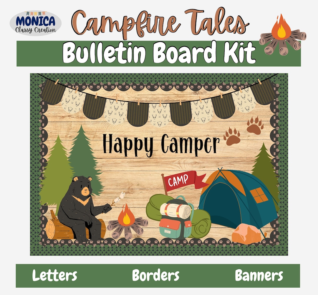 Camping Themed Green Nature Bulletin Board Kit-classroom Door - Etsy