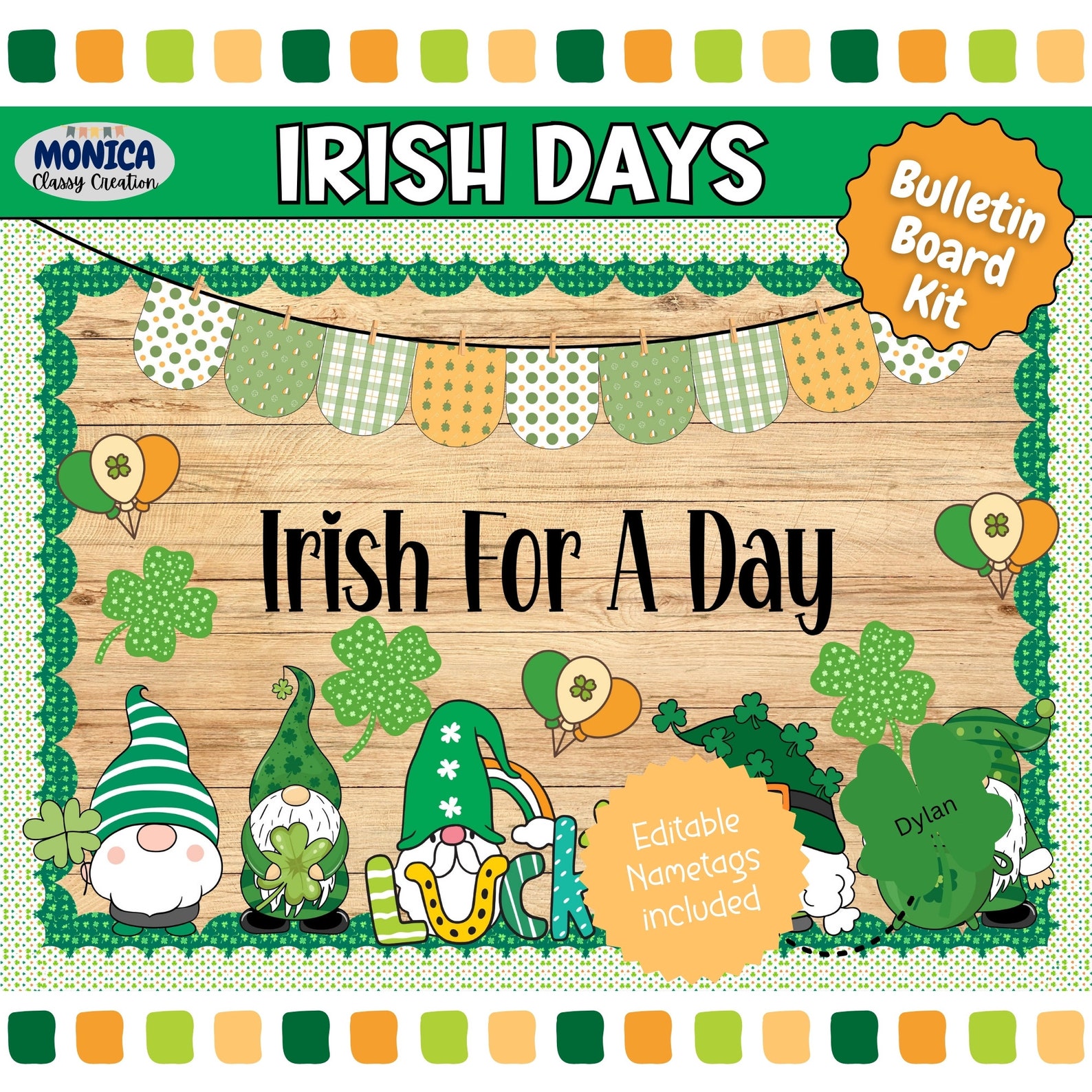 Happy St. Patrick's Day Gnome Bulletin Board Kit-march Bulletin Board ...