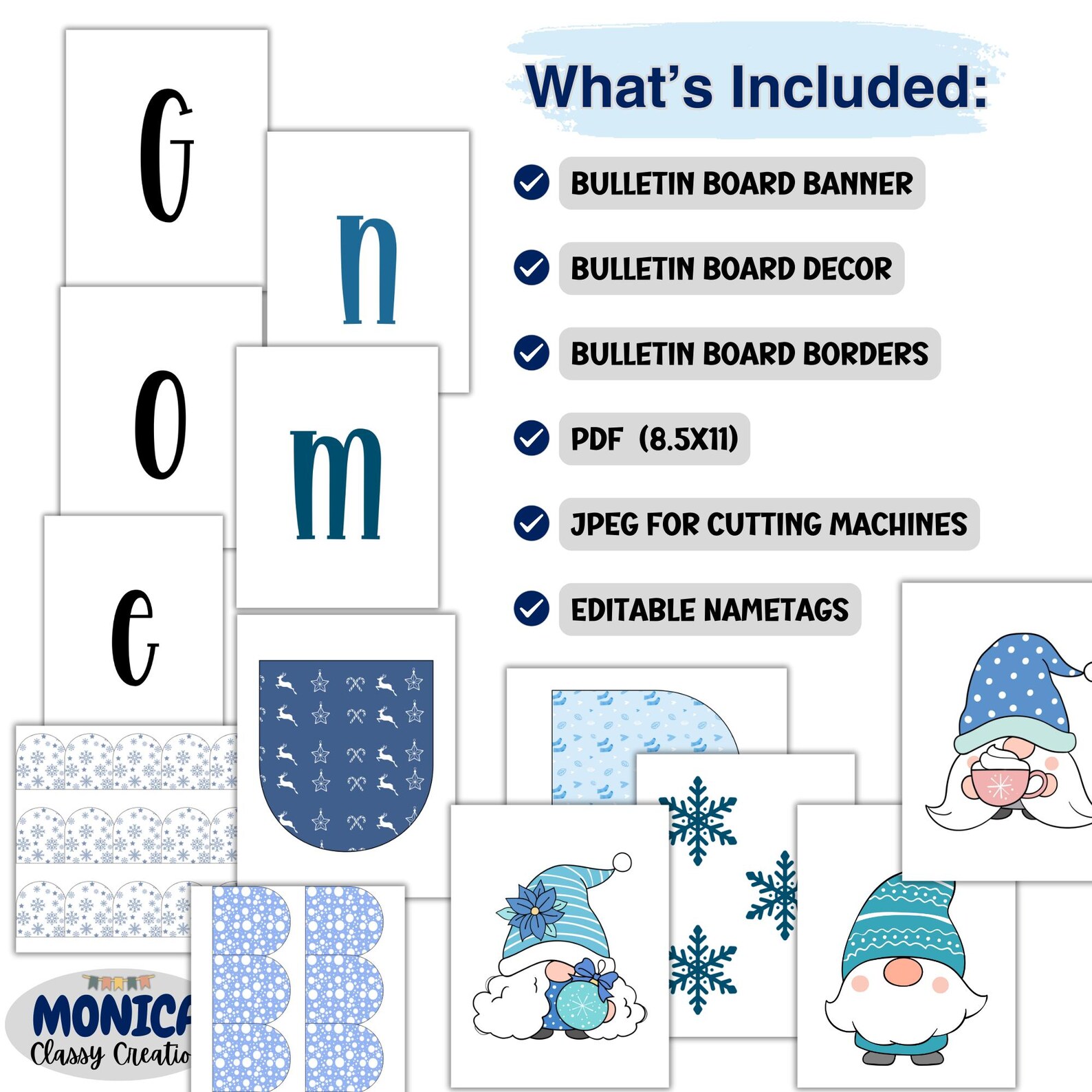 Winter Gnomes Bulletin Board Kit January Classroom Door Decor Hello ...