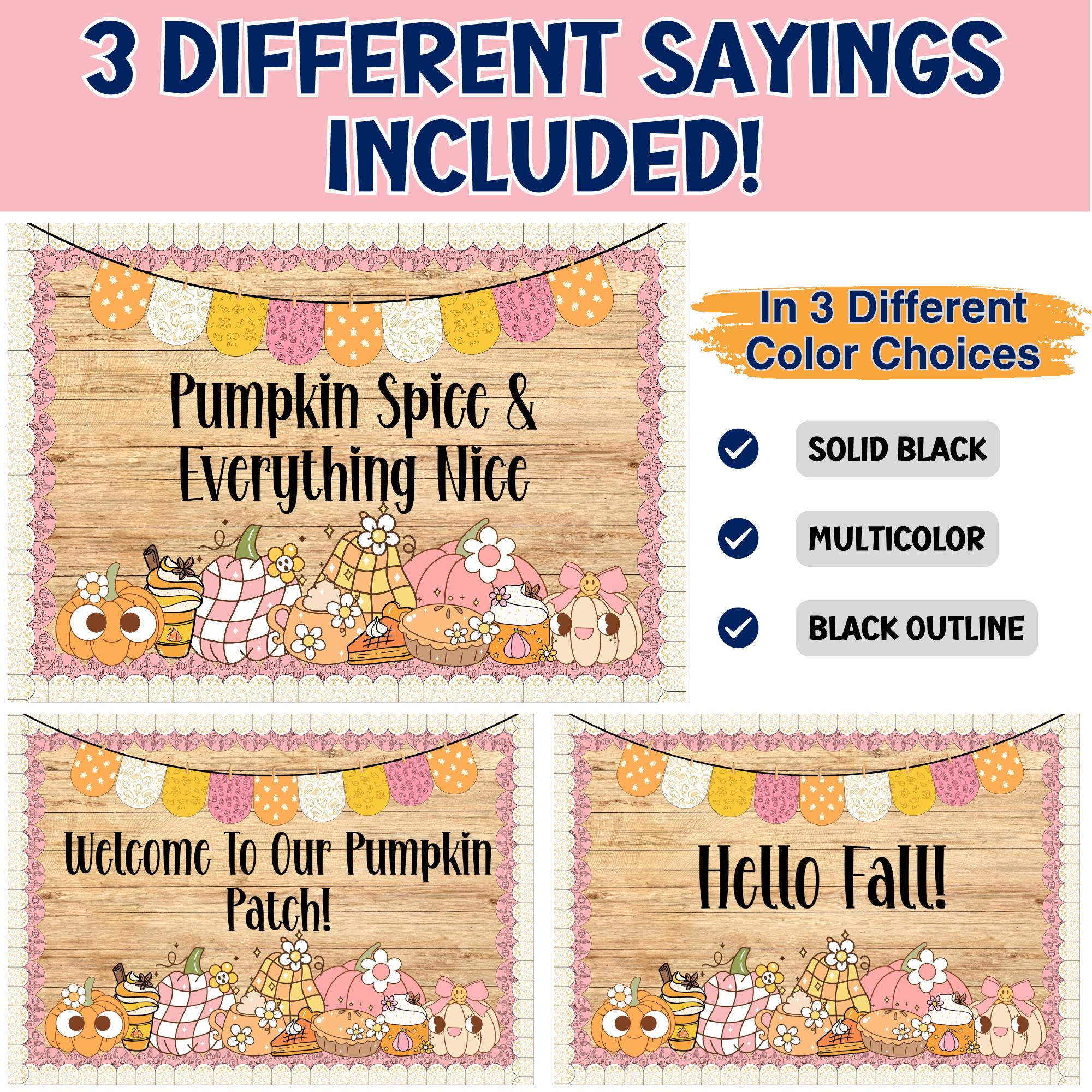 Pumpkin Spice Bulletin Board Kit Pumpkin Patch Pastel Fall Classroom ...
