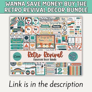 Retro Groovy Themed Classroom Flip Calendar Display-editable Canva ...